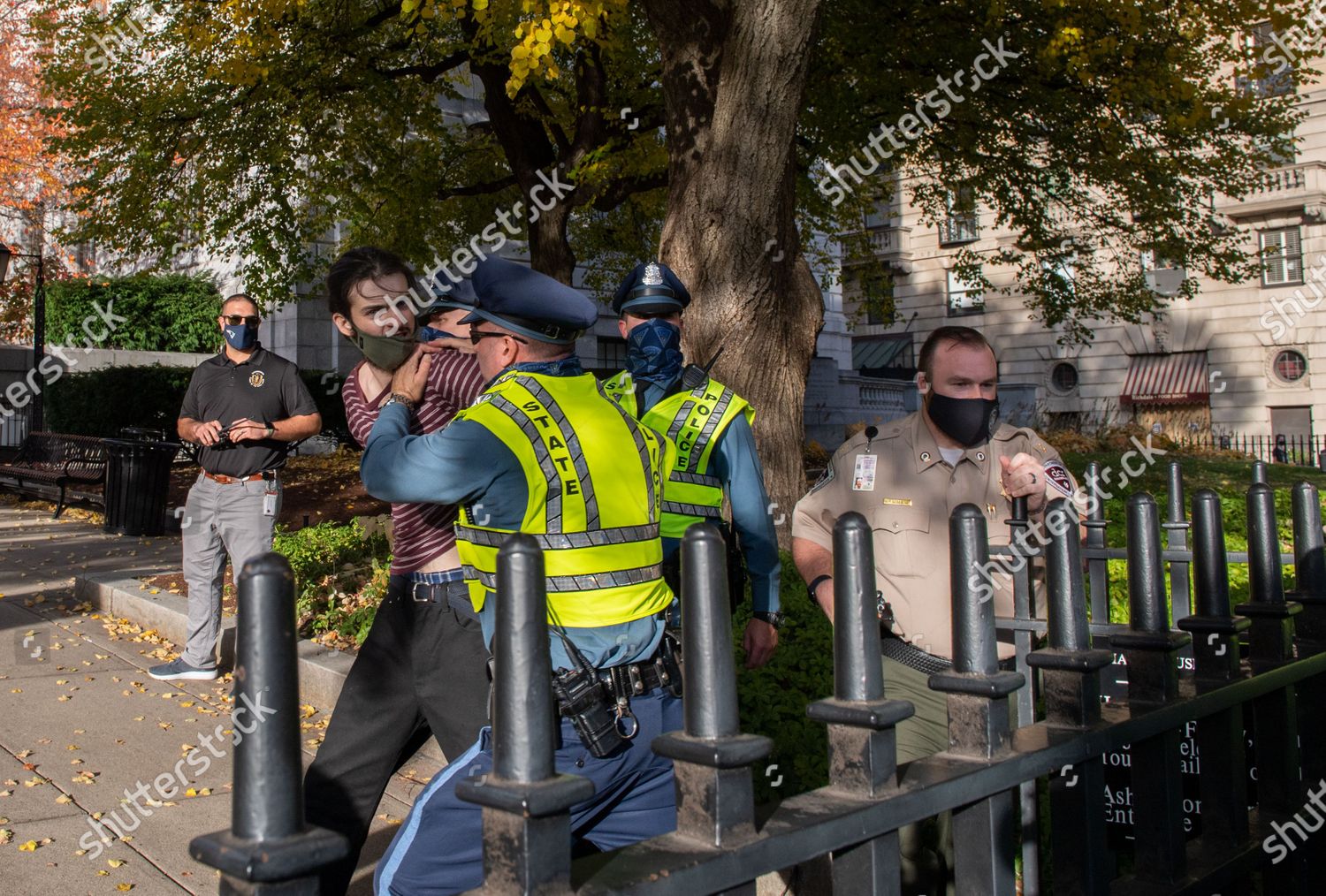 Massachusetts State Police Arrest Demonstrator Massachusetts Editorial ...