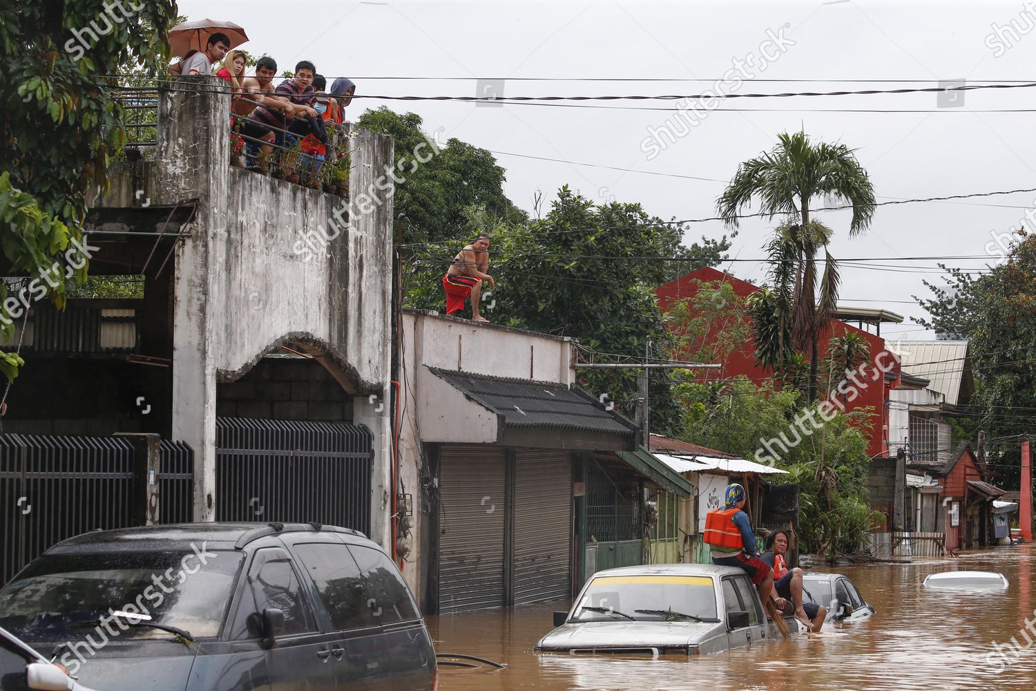 Residents Stay Roof Their Homes Flooded Editorial Stock Photo - Stock ...