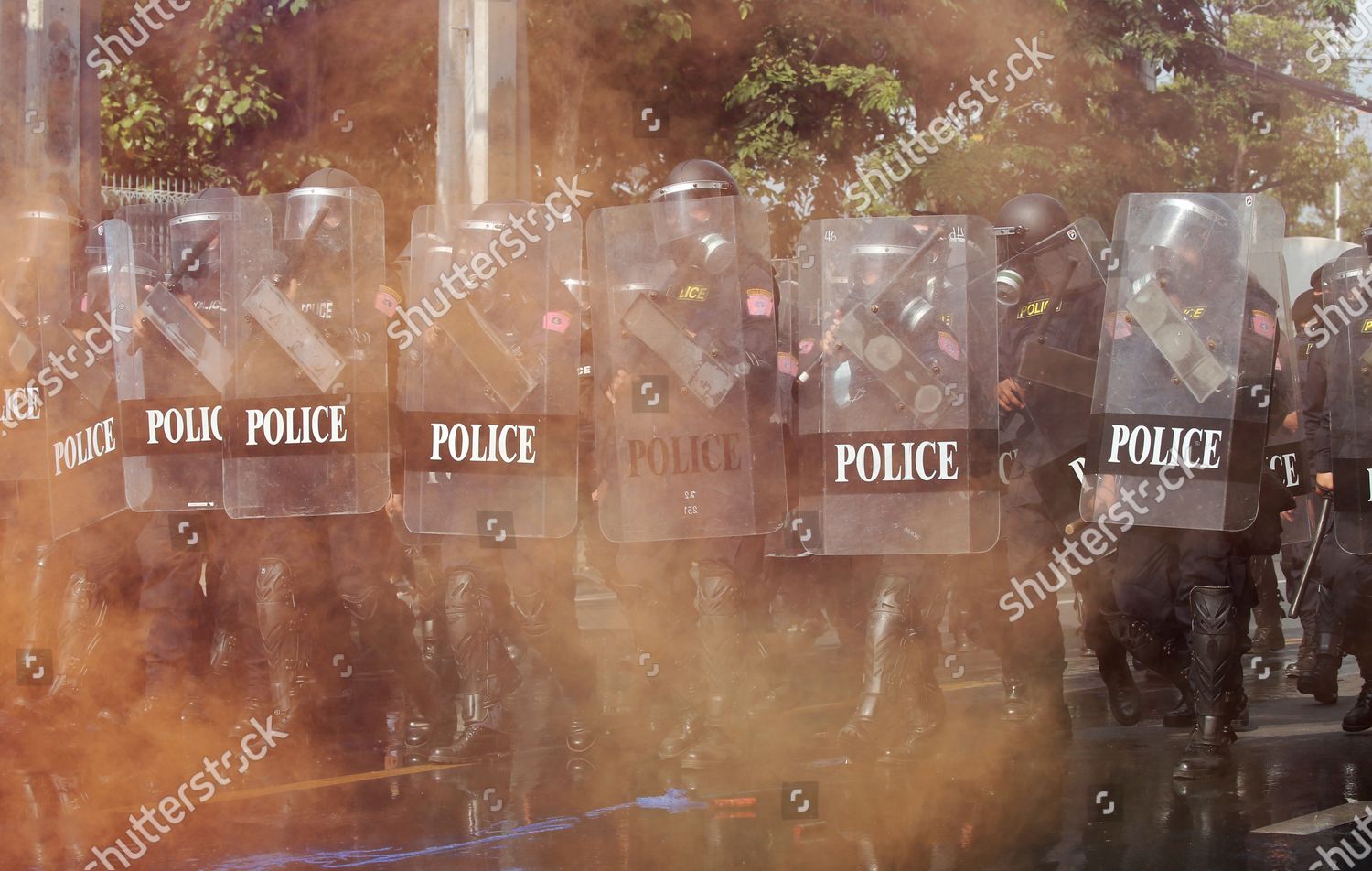 Police Officers Stand Guard After Smoke Editorial Stock Photo - Stock ...