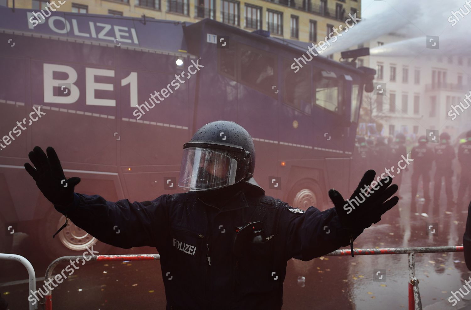 Policeman Raises His Arms While Riot Editorial Stock Photo - Stock ...