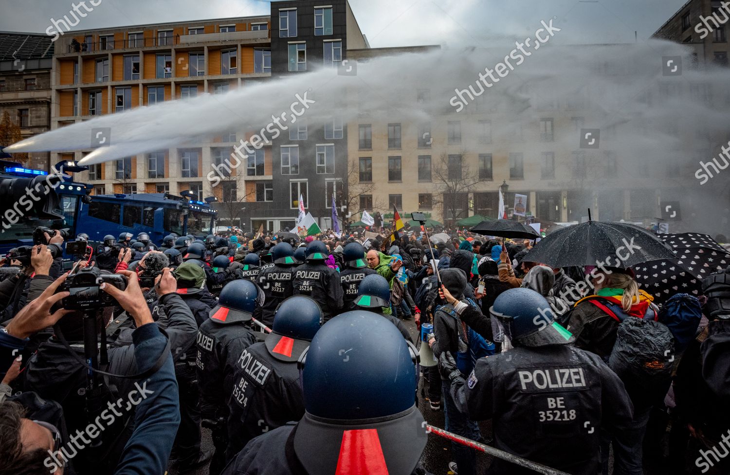 German Riot Police Fire Water Cannons Editorial Stock Photo - Stock ...