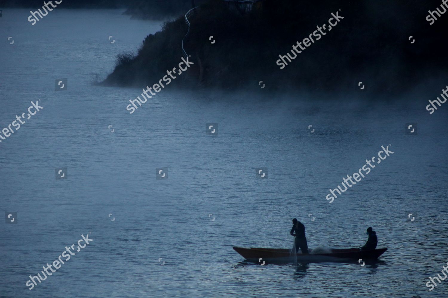 Two Fishermen On Boat Indra Sarovar Editorial Stock Photo - Stock Image ...