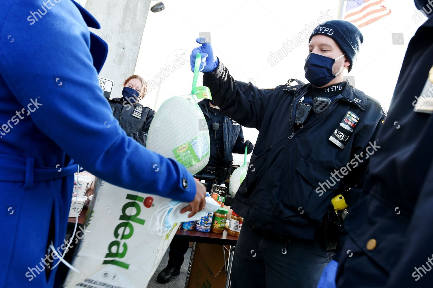 Nypd Officers Hand Out Turkeys Food Editorial Stock Photo - Stock Image ...