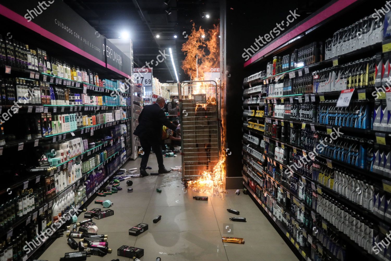 View Burning Hallway Carrefour Supermarket During Editorial Stock Photo ...