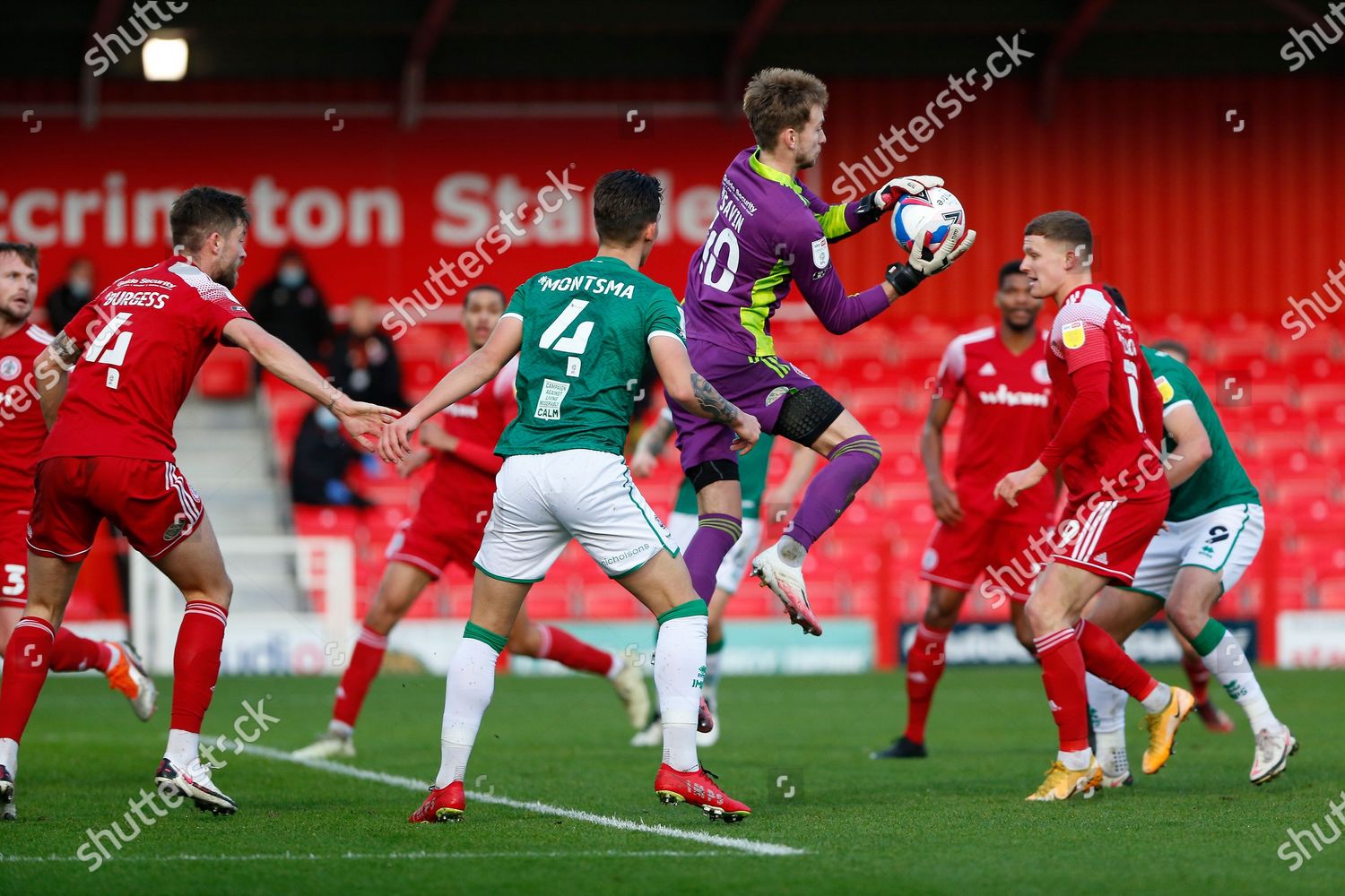 Toby Savin Goalkeeper Accrington Stanley Jumps Editorial Stock Photo ...