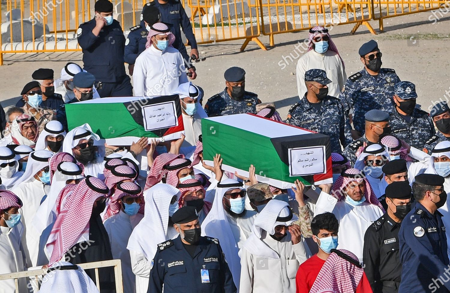 Families Carry Five Coffins Kuwaiti Prisoners Editorial Stock Photo ...