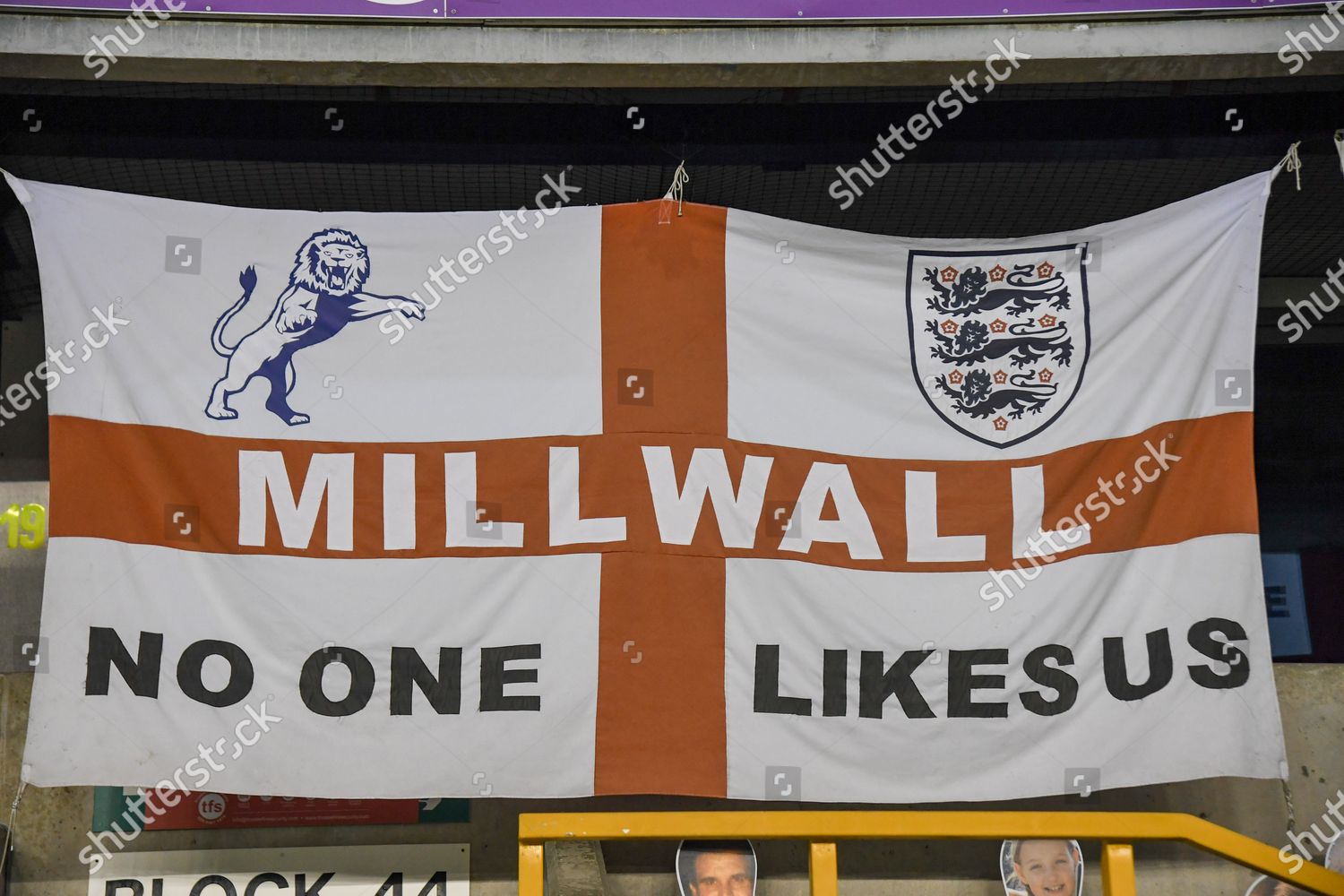 Millwall Fans Flags Hanging Around Stadium Editorial Stock Photo ...
