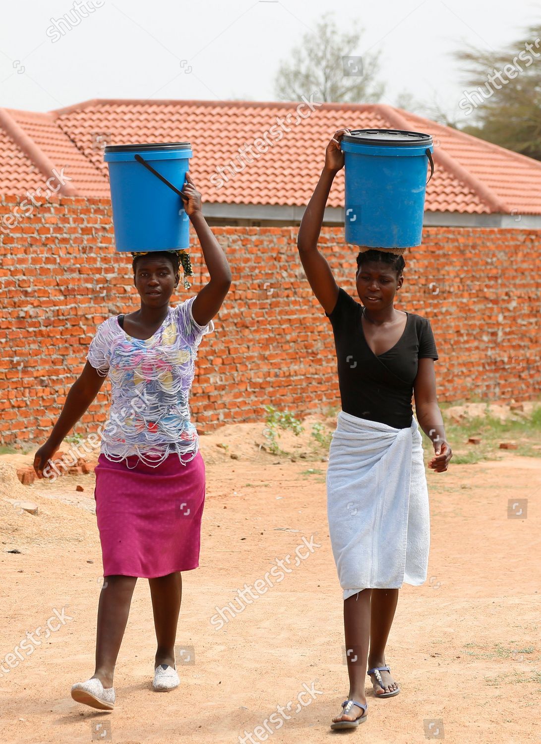 Women Carry Water Buckets Fetched Unsafe Editorial Stock Photo - Stock ...