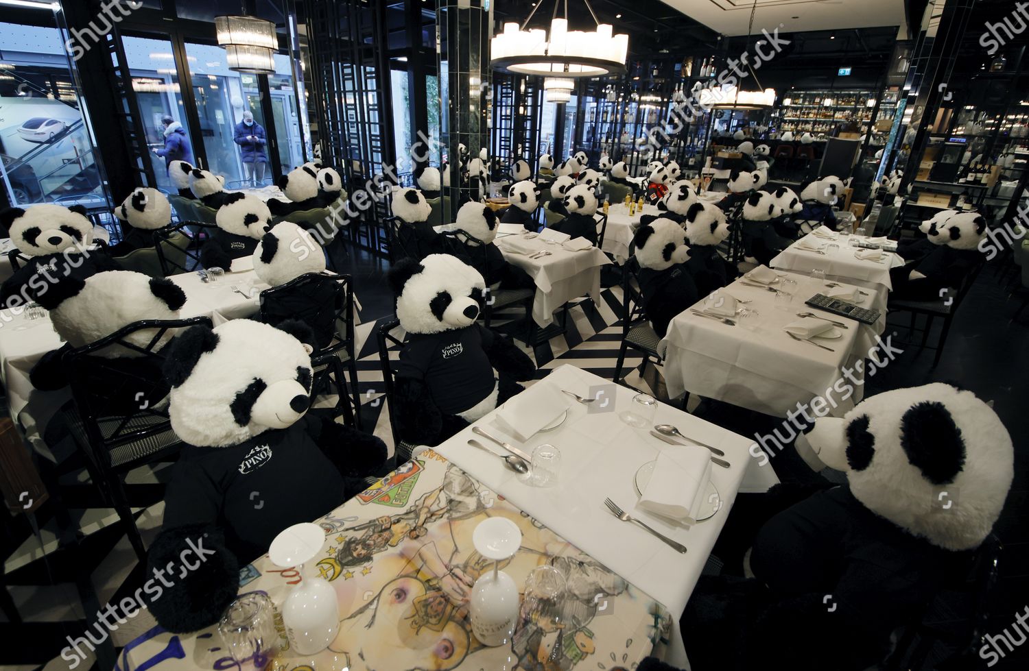 Stuffed Panda Bears Sit Set Tables Editorial Stock Photo - Stock Image ...
