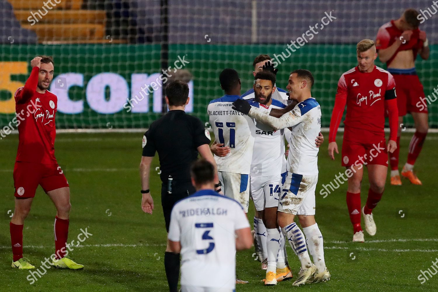 Tranmere Rovers Players Congratulate Goal Scorer Editorial Stock Photo ...