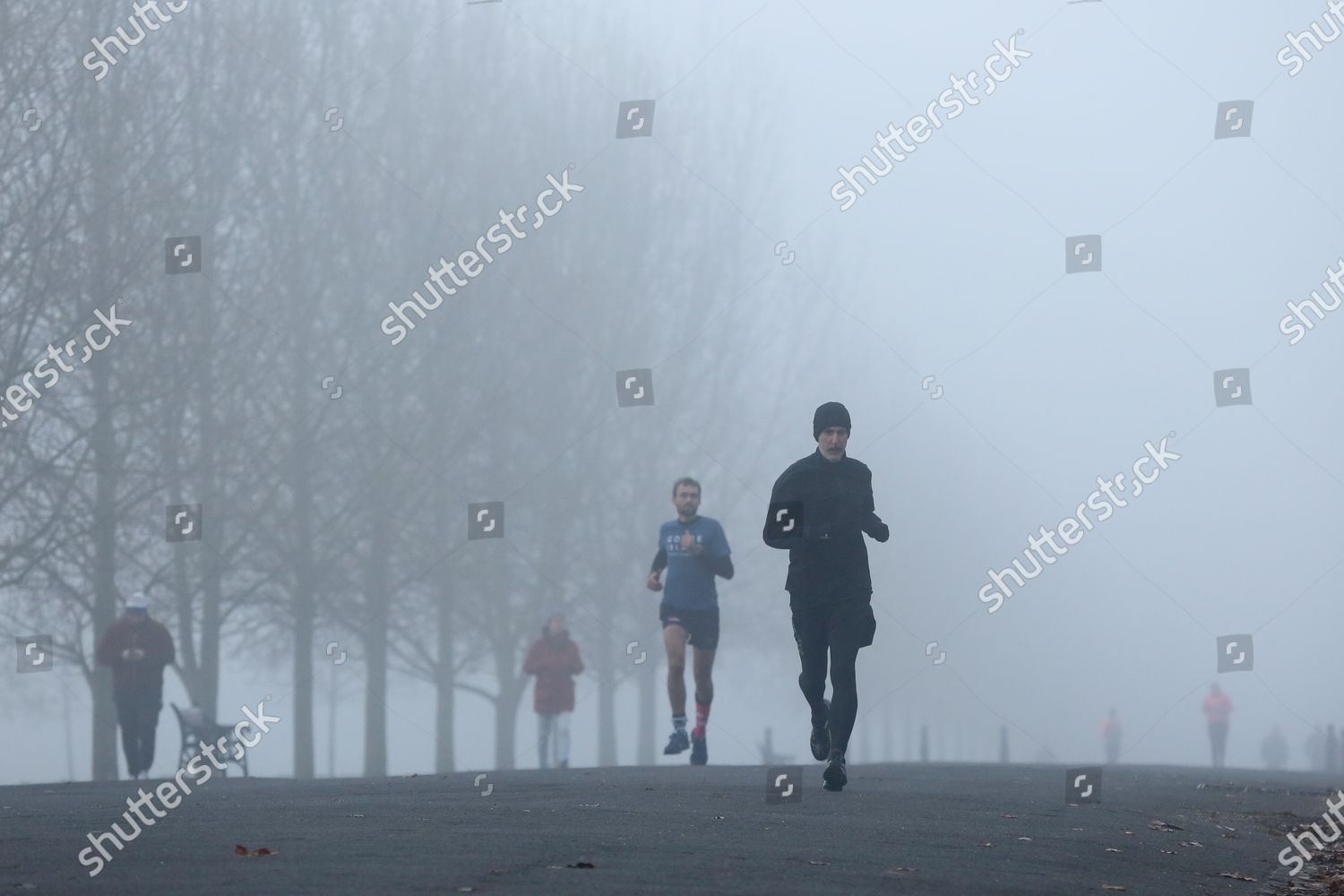 People Jog Amidst Dense Fog London Editorial Stock Photo - Stock Image ...
