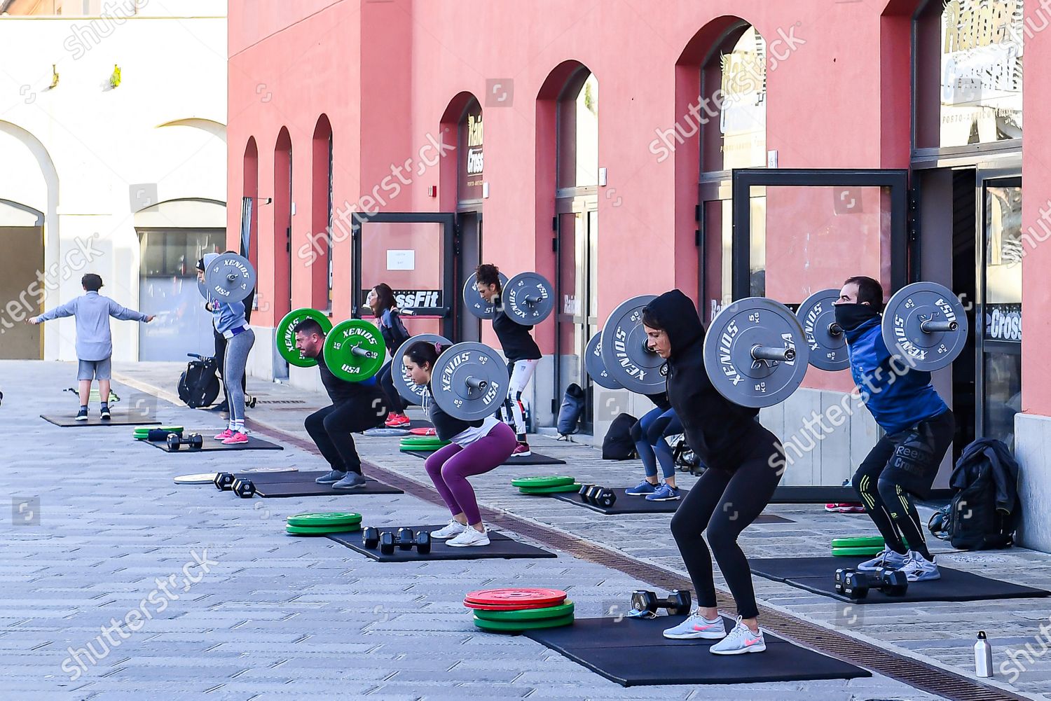People Work Out Outdoor Gym Centre Editorial Stock Photo - Stock Image ...