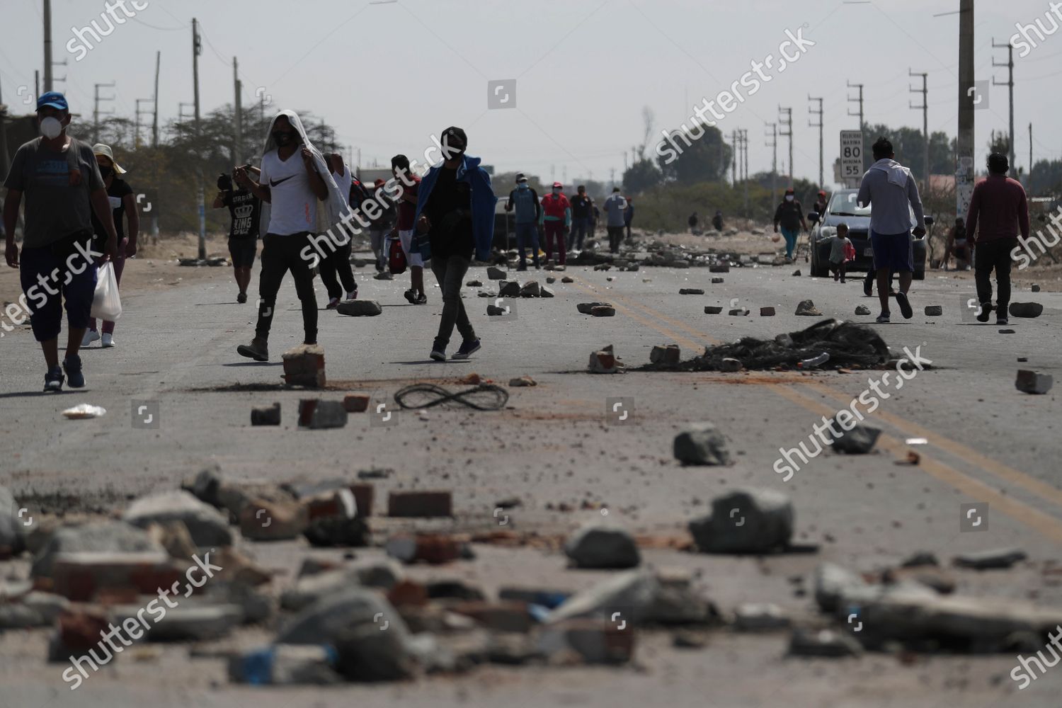 Trucks Demonstrators Block Panamericana Sur Highway Editorial Stock ...