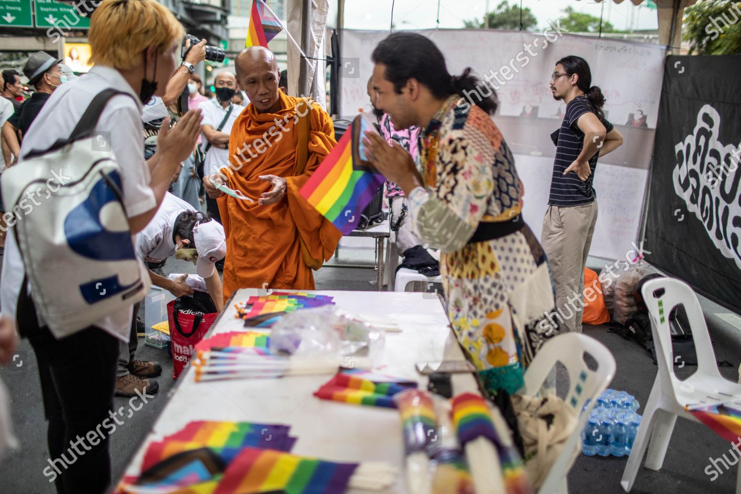 Buddhist Monk Talks Prodemocracy Protesters Lgbt Editorial Stock Photo ...