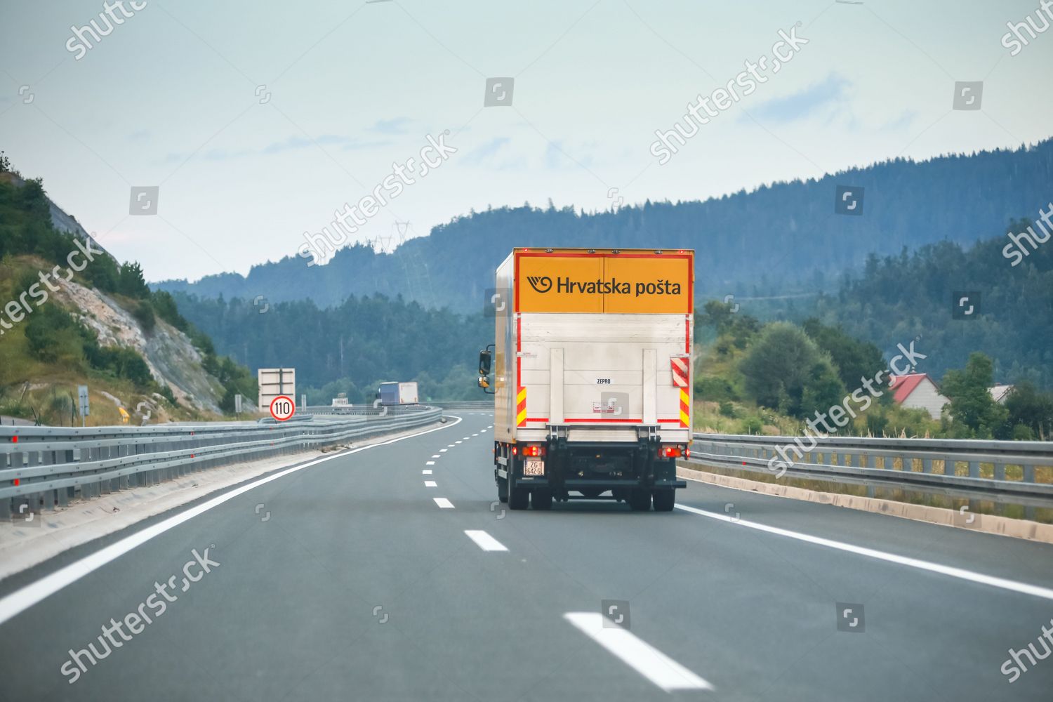Croatian Postal Truck Driving On Highway Editorial Stock Photo - Stock ...