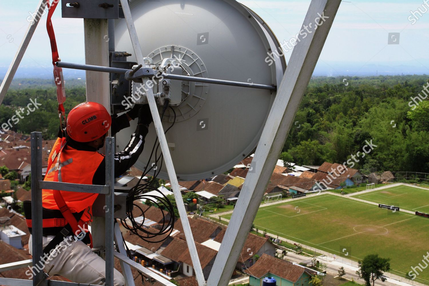 Worker Checks Base Transceiver Station Equipment Editorial Stock Photo ...