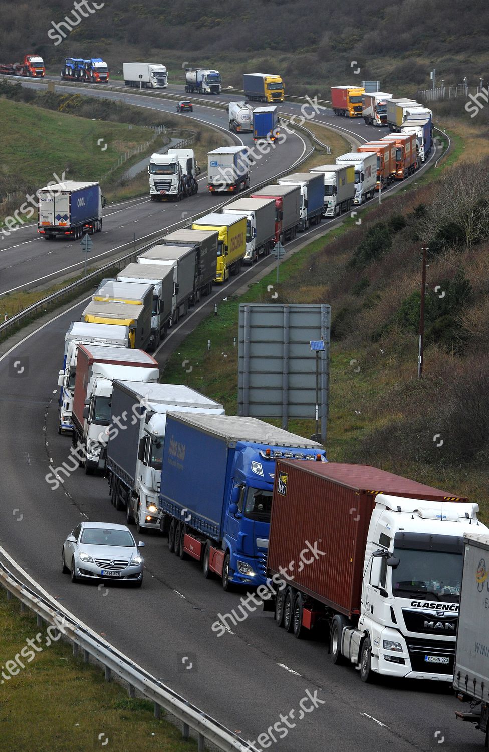 Long Queues Lorries On Roads Dover Editorial Stock Photo - Stock Image ...