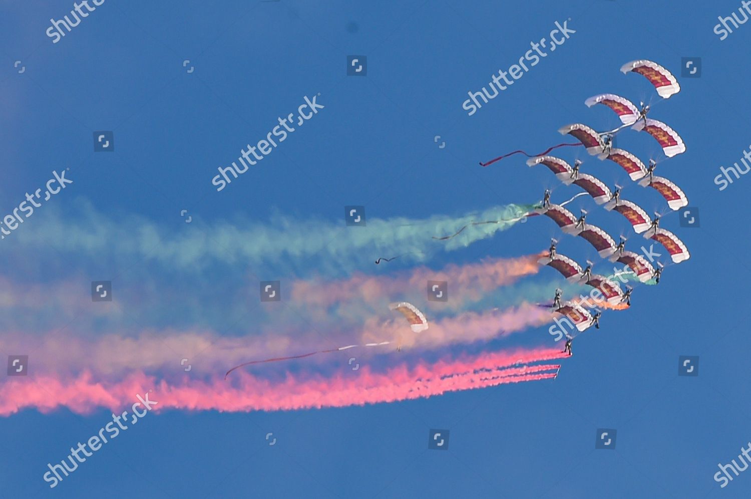 Paragliders Fly Over City During Military Editorial Stock Photo - Stock ...