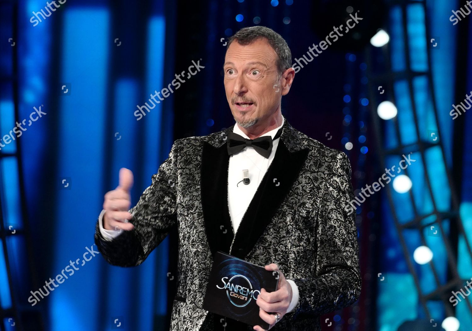 Italian Presenter Amadeus Opens Final Sanremo Editorial Stock Photo ...