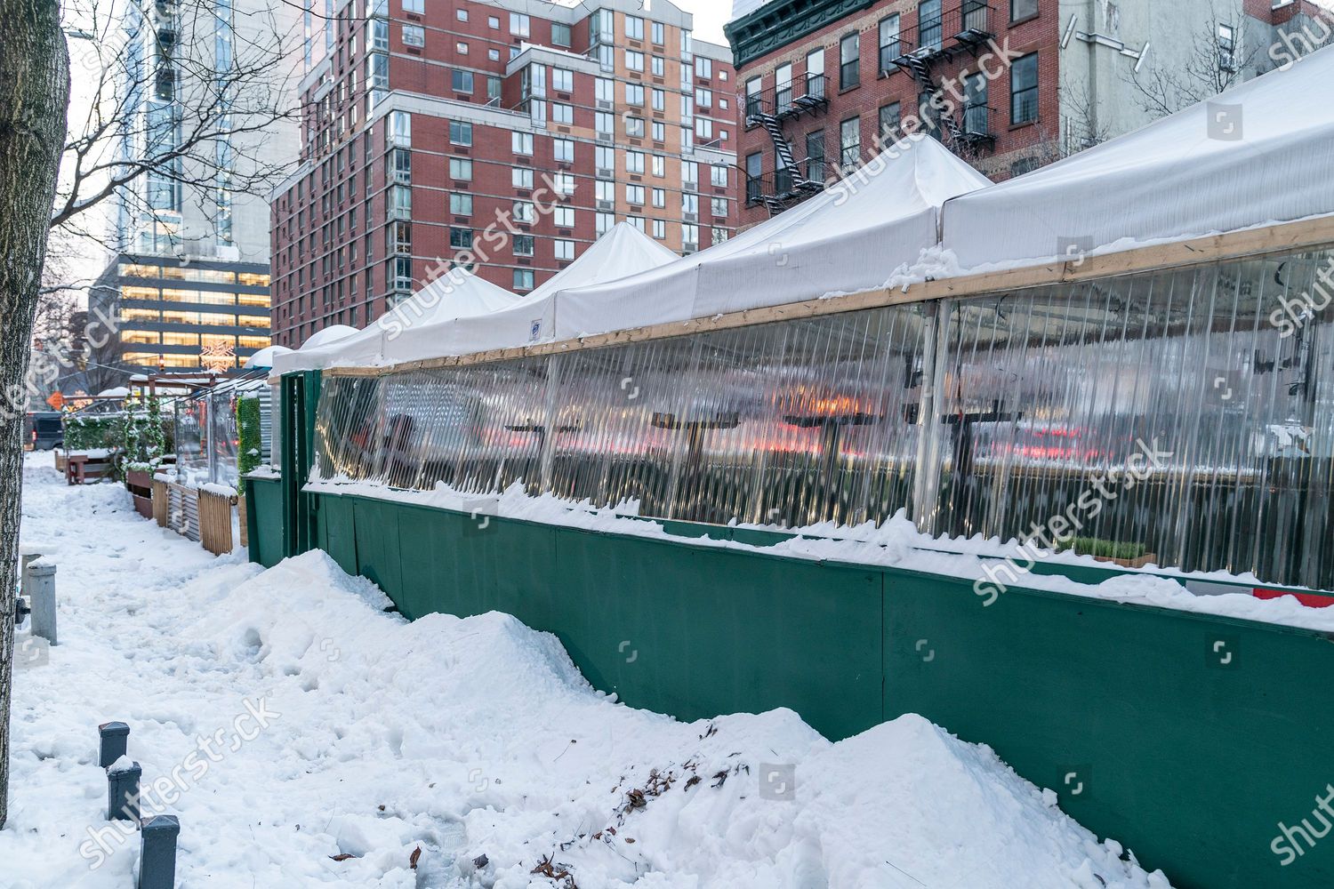 VIEW OUTDOOR RESTAURANT SPACE COVERED SNOW Editorial Stock Photo ...
