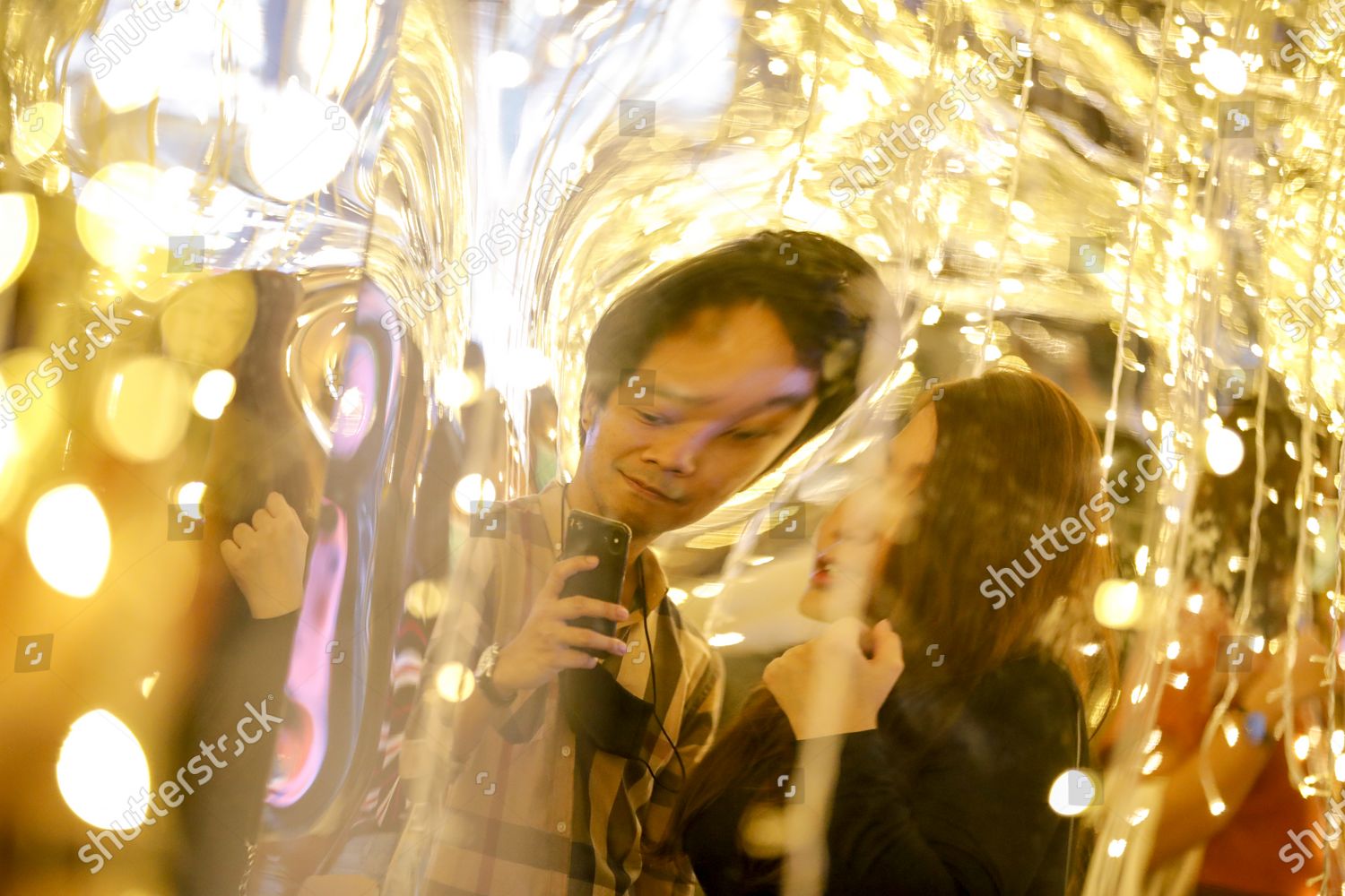 Mans Reflection Deformed Funny Mirror Festive Editorial Stock Photo ...