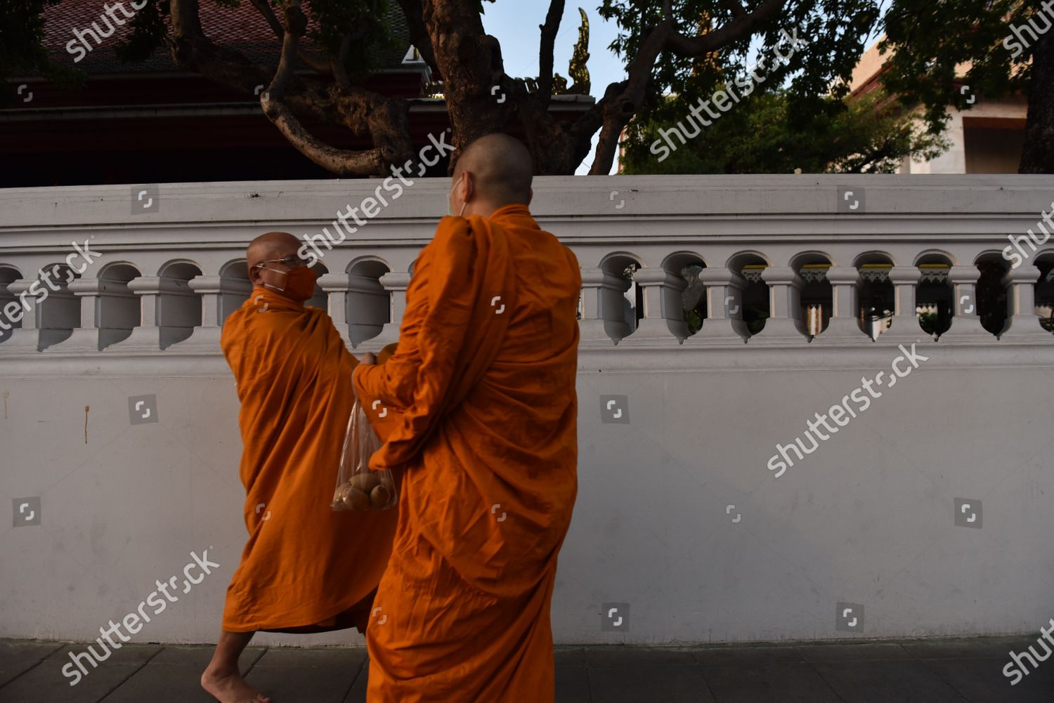 Bangkok Monks Leaving Temple Walk Receive Editorial Stock Photo - Stock ...