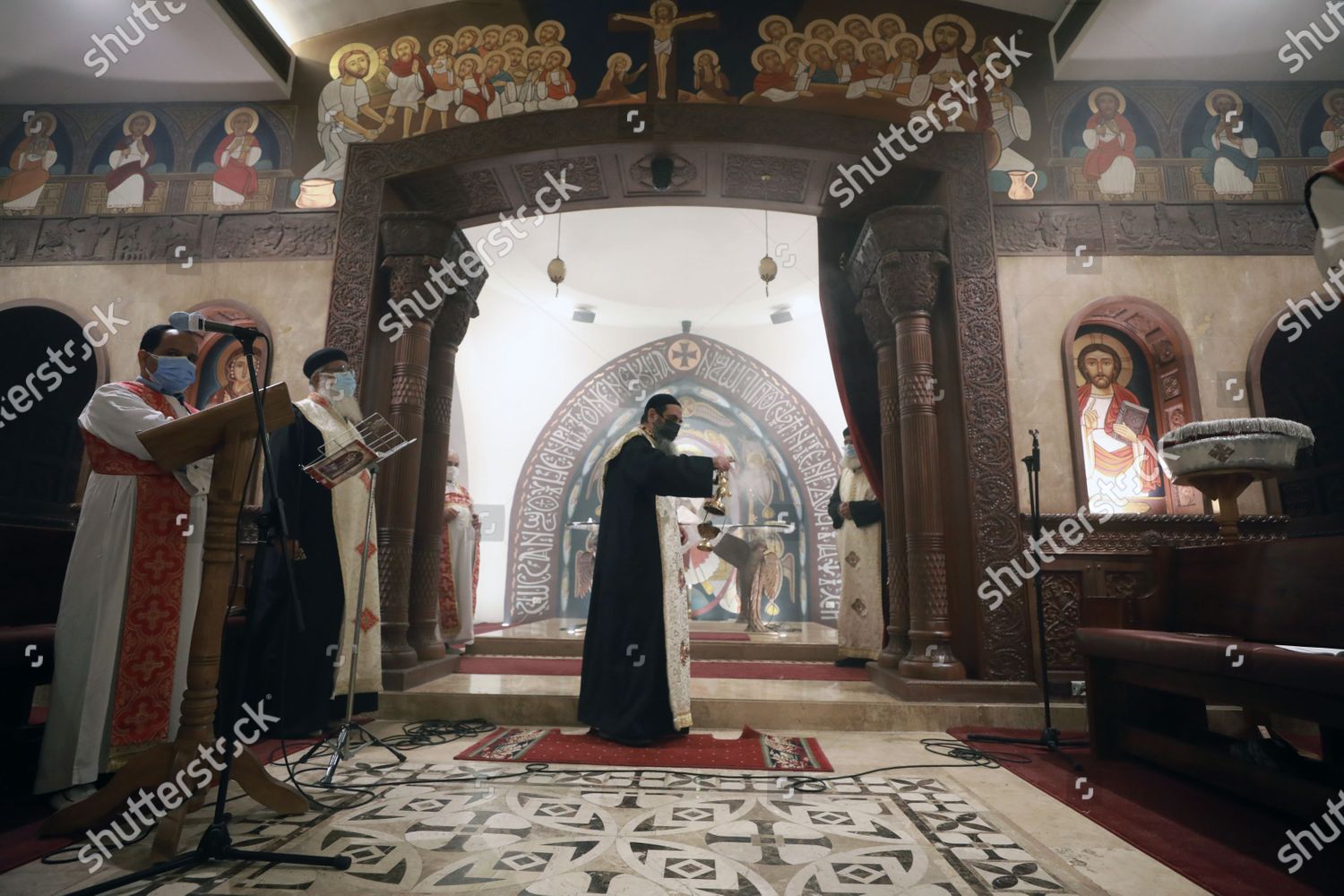 Coptic Priests Pray During Coptic Orthodox Editorial Stock Photo ...