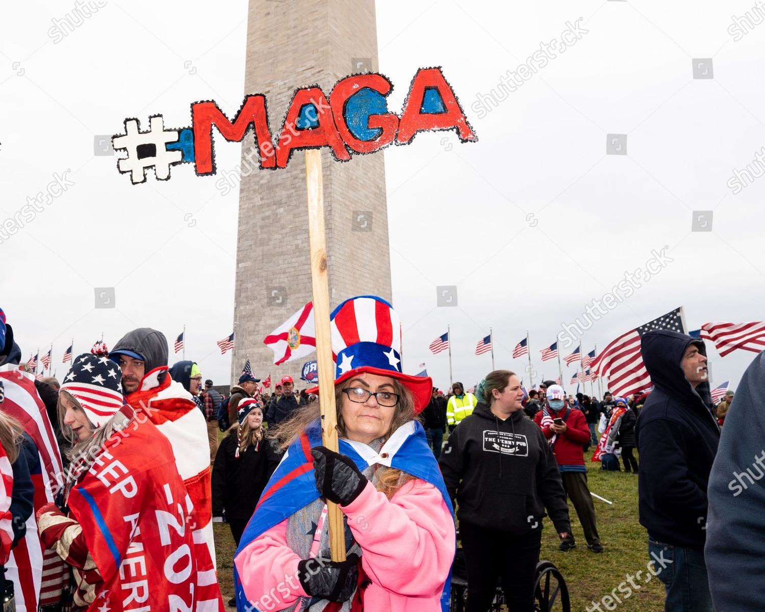 Woman Holds Maga Sign Front Washington Editorial Stock Photo - Stock ...