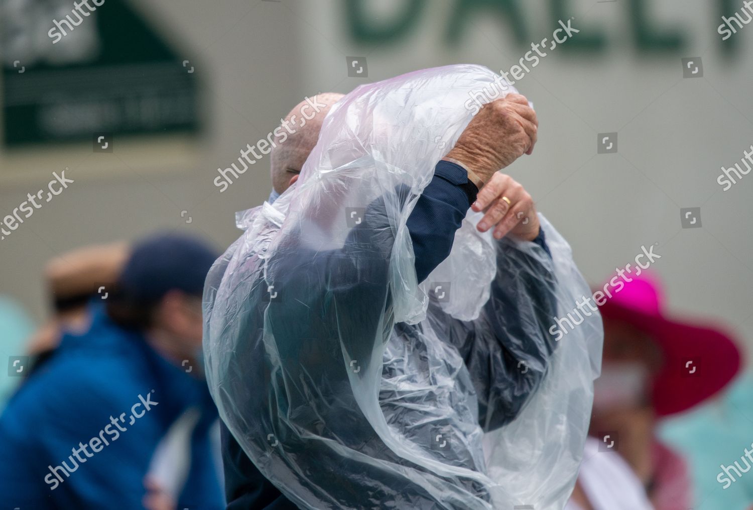 Spectator Covers Himself Sheet Plastic Amid Editorial Stock Photo ...