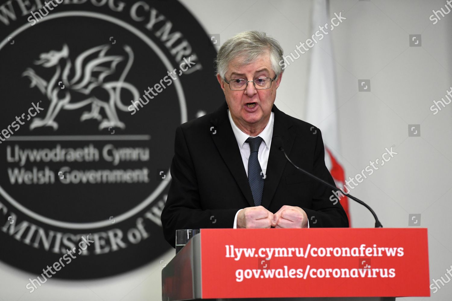 WALES FIRST MINISTER MARK DRAKEFORD TALKS Editorial Stock Photo - Stock ...