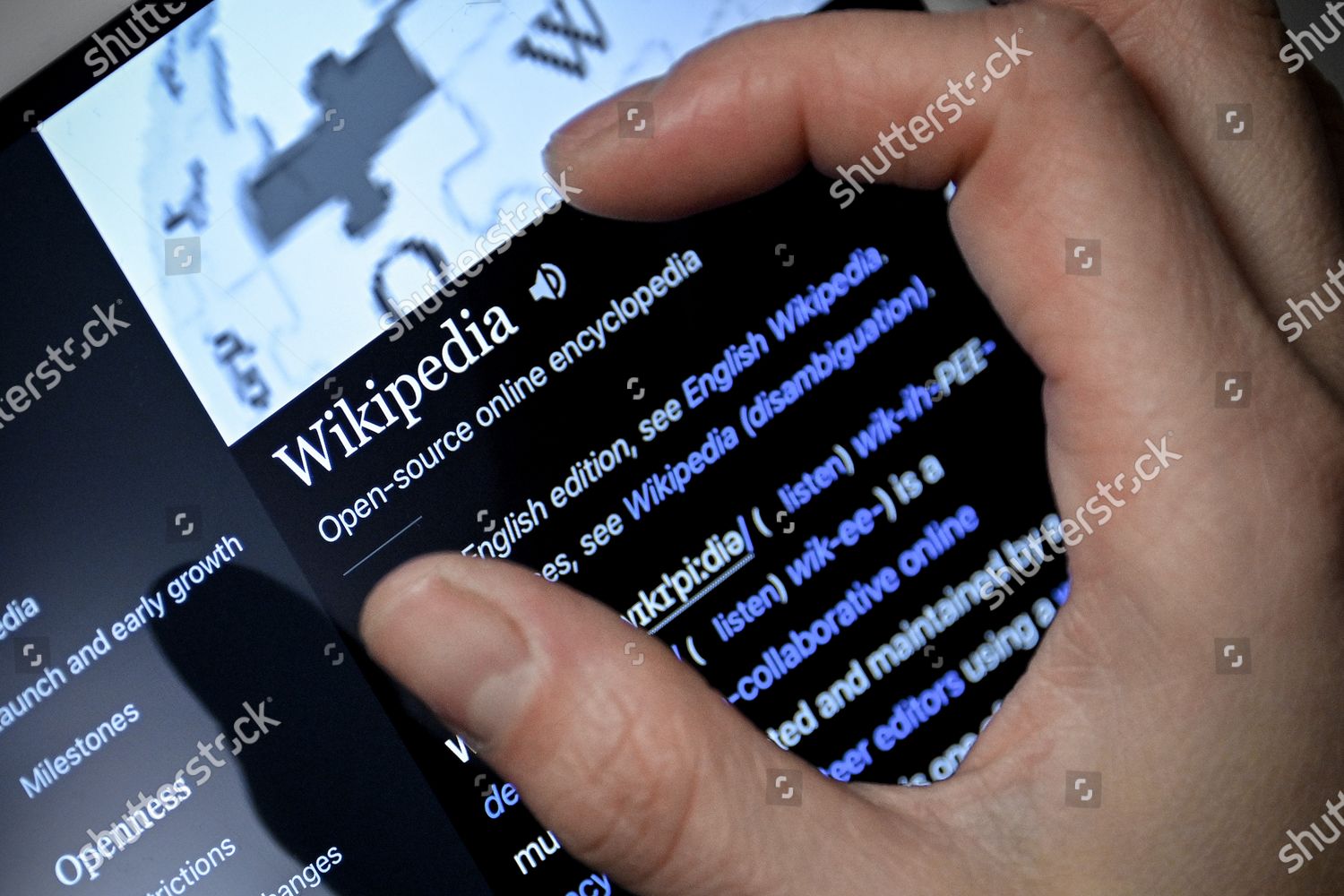 Closeup Image Shows Woman Using Wikipedia Editorial Stock Photo - Stock ...