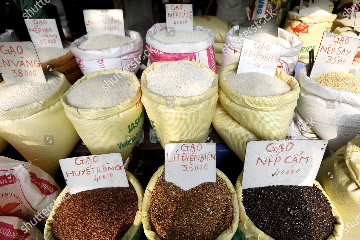 Rice Displayed Sale Streetside Shop Hanoi Editorial Stock Photo - Stock ...