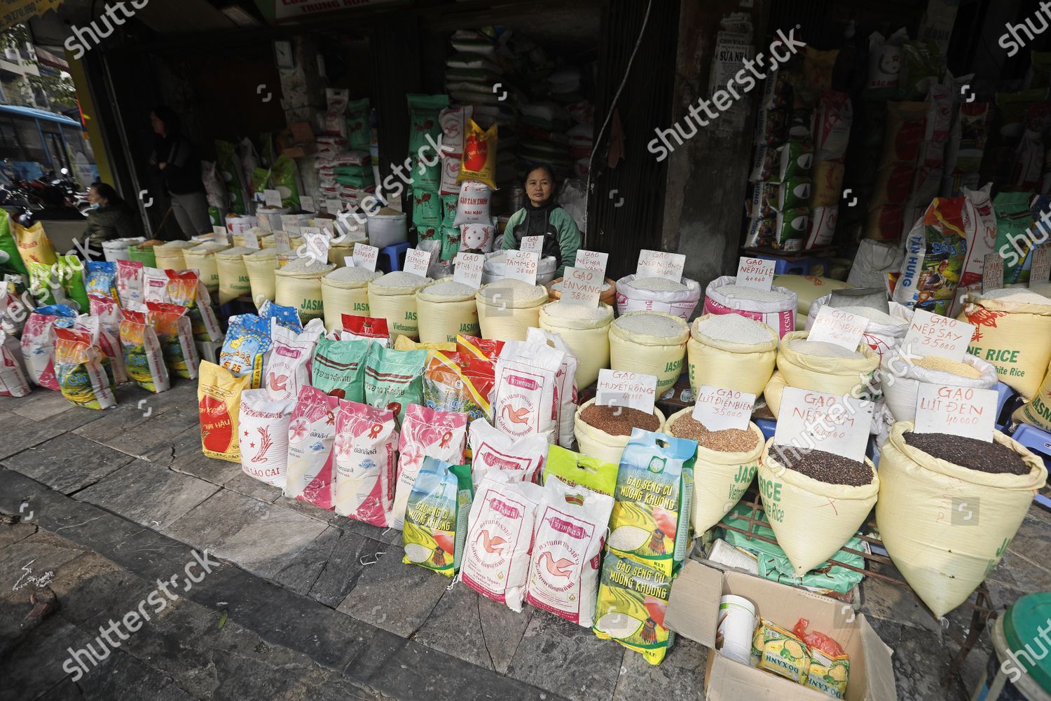 Woman Sells Rice Streetside Shop Hanoi Editorial Stock Photo - Stock ...