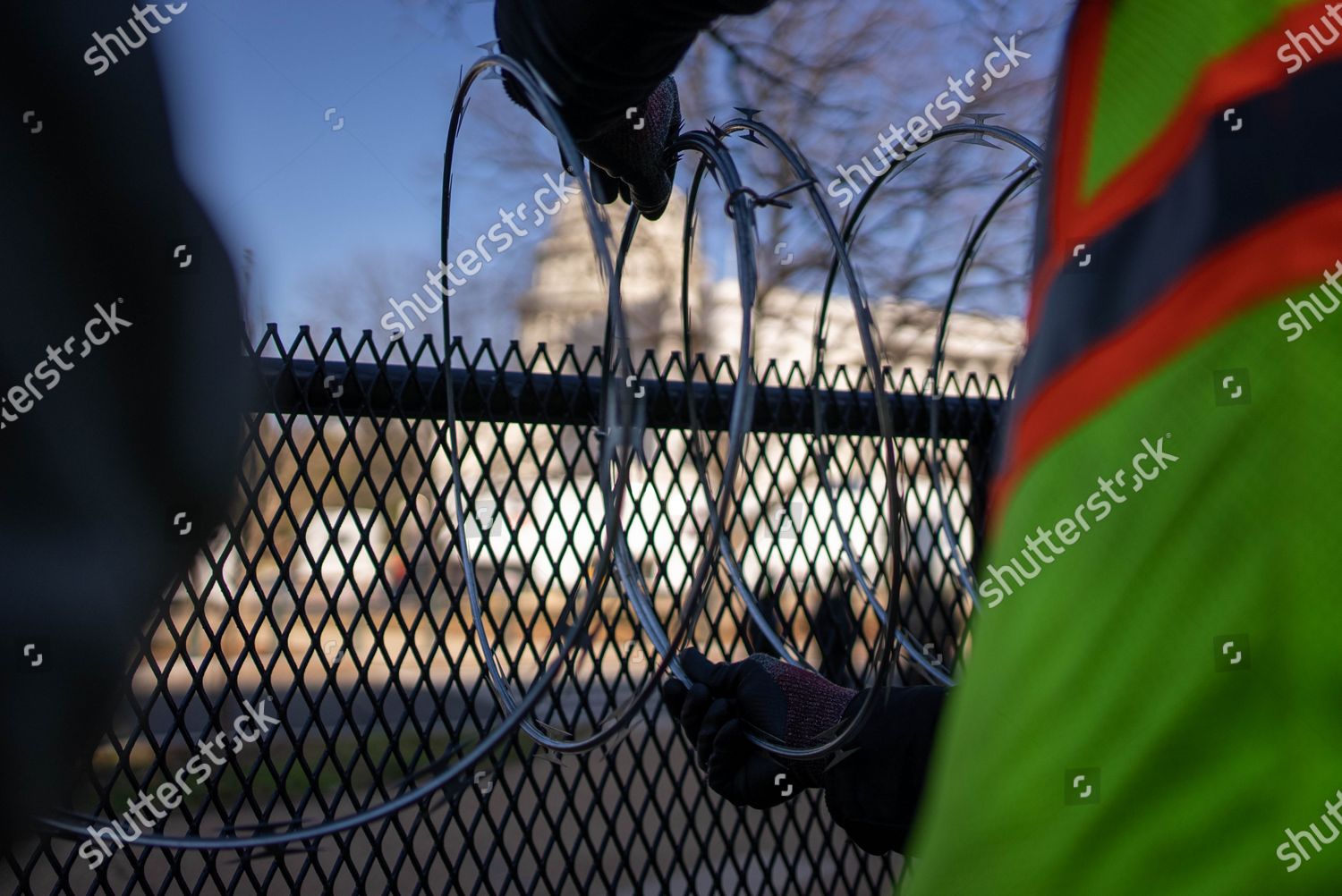 Workers Hercules Fence Install Razor Wire Editorial Stock Photo - Stock ...