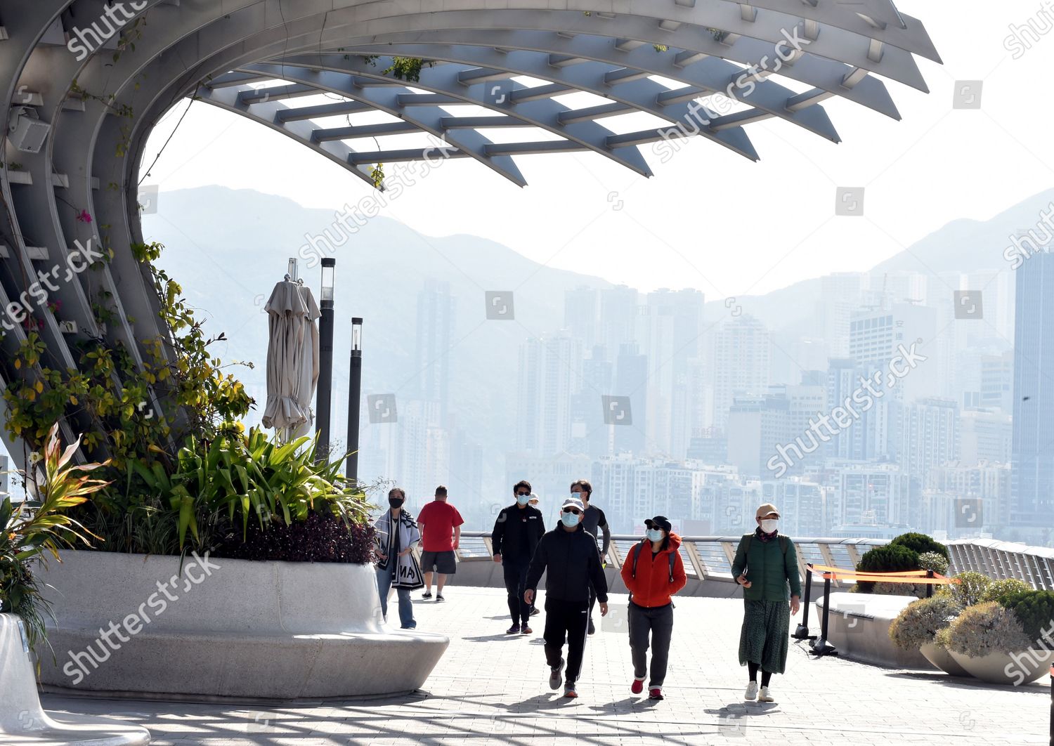 Pedestrians Wearing Face Masks Walk Along Editorial Stock Photo - Stock ...