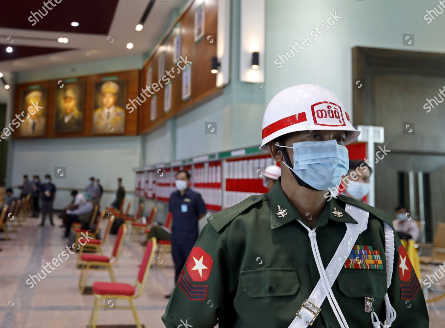 Myanmar Military Police Officer Stands Guard Editorial Stock Photo ...