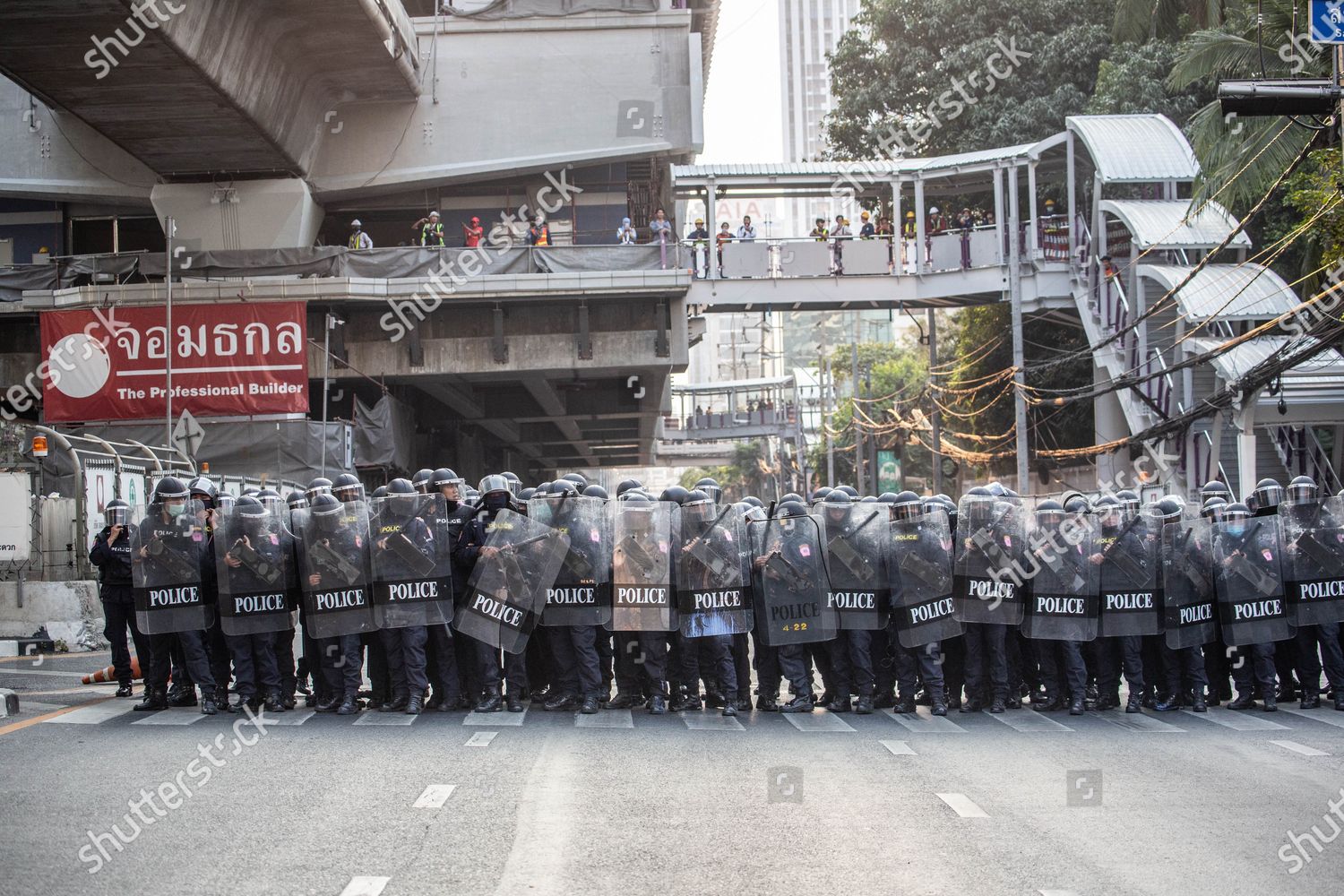 Riot Police Stand Guard After Confronting Editorial Stock Photo - Stock ...