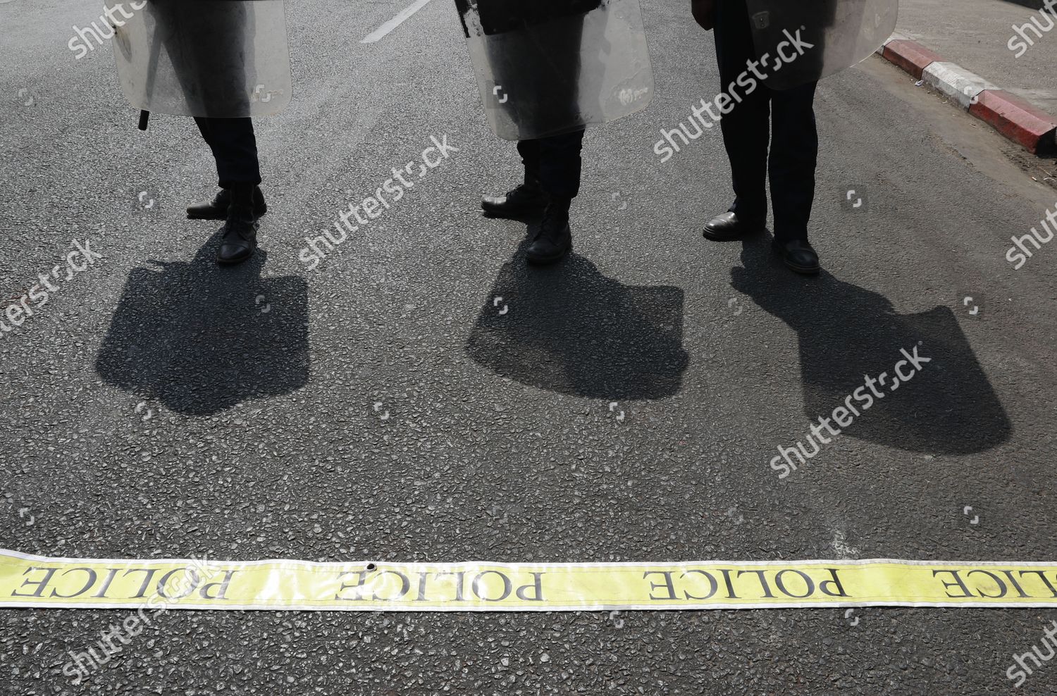 Three Riot Police Officer Stand Behind Editorial Stock Photo - Stock ...