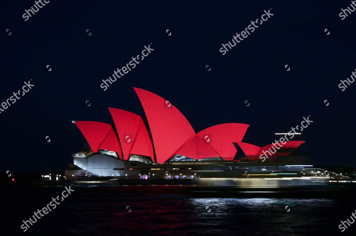 Sydney Opera House Red Light Seen Editorial Stock Photo - Stock Image ...