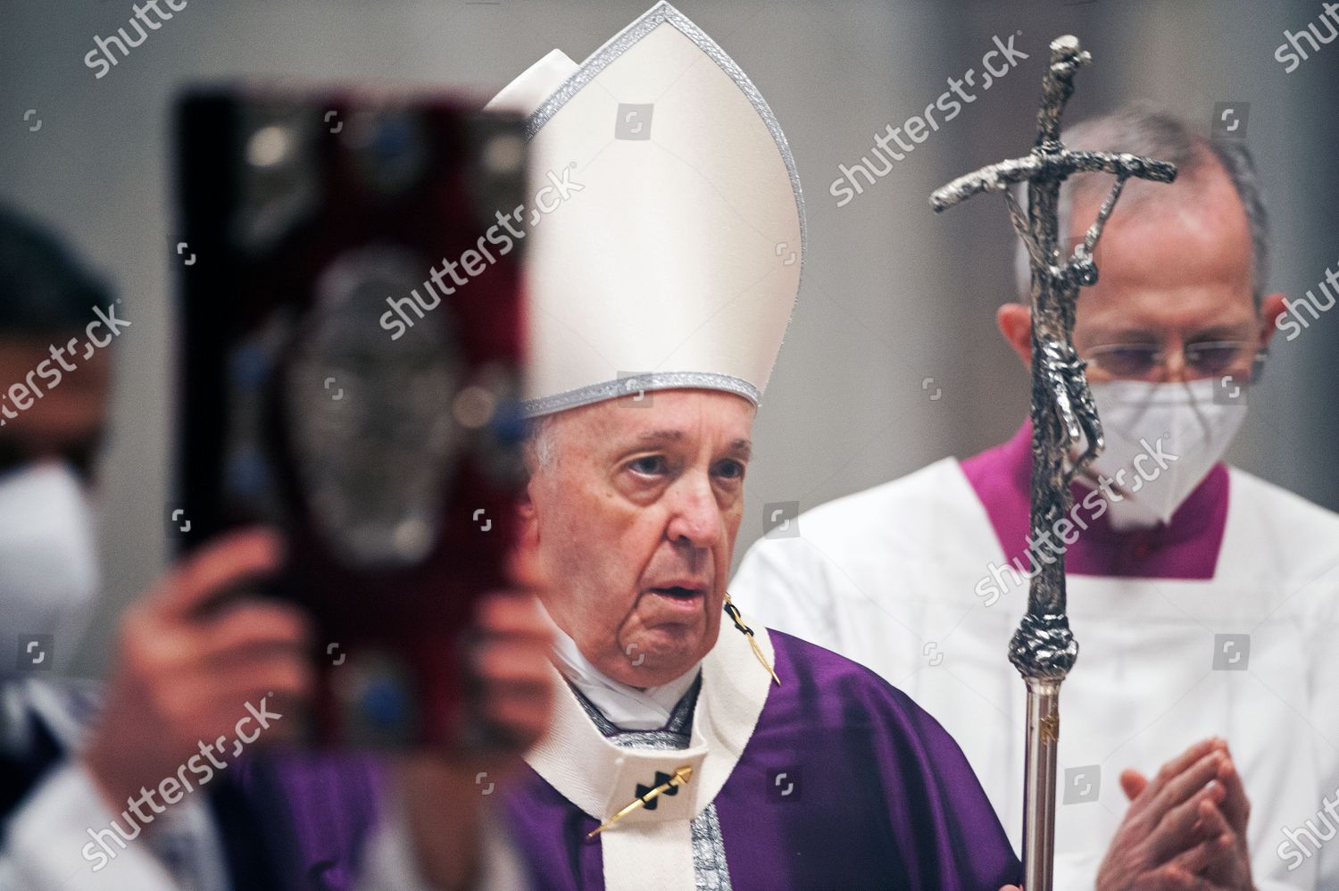 Pope Francis During Ash Wednesday Mass Editorial Stock Photo - Stock ...