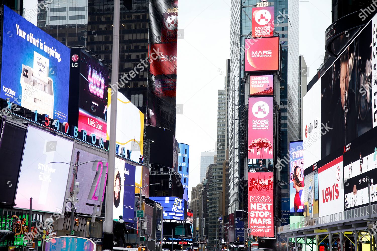 Jumbotron Times Square Displays Announcement Landing Editorial Stock ...