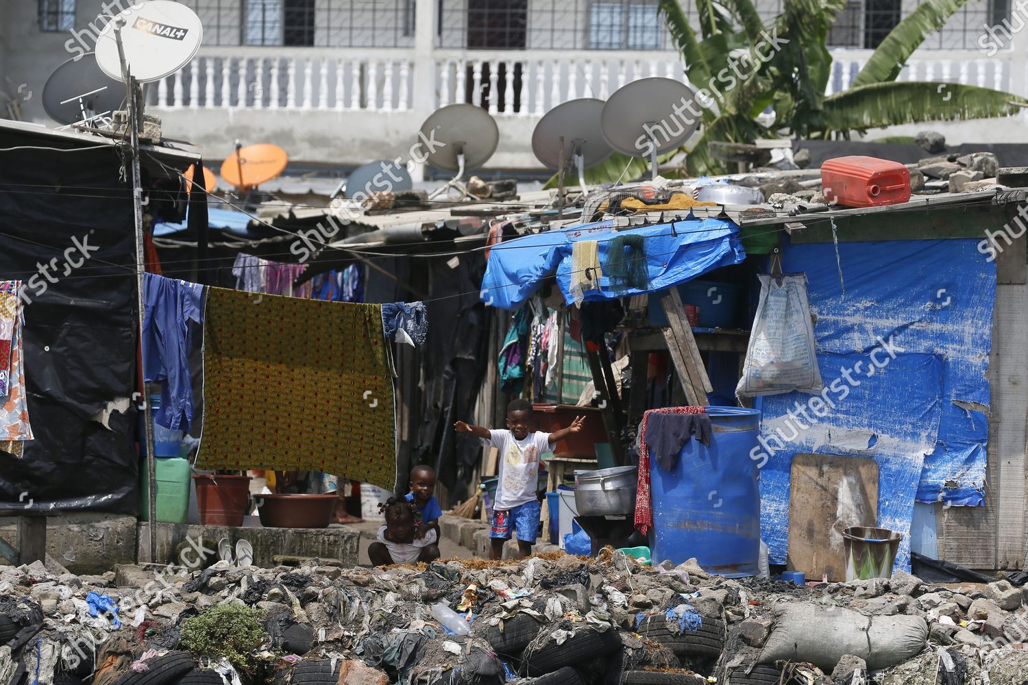 Children Play Front Shacks Slum Abidjan Editorial Stock Photo - Stock ...
