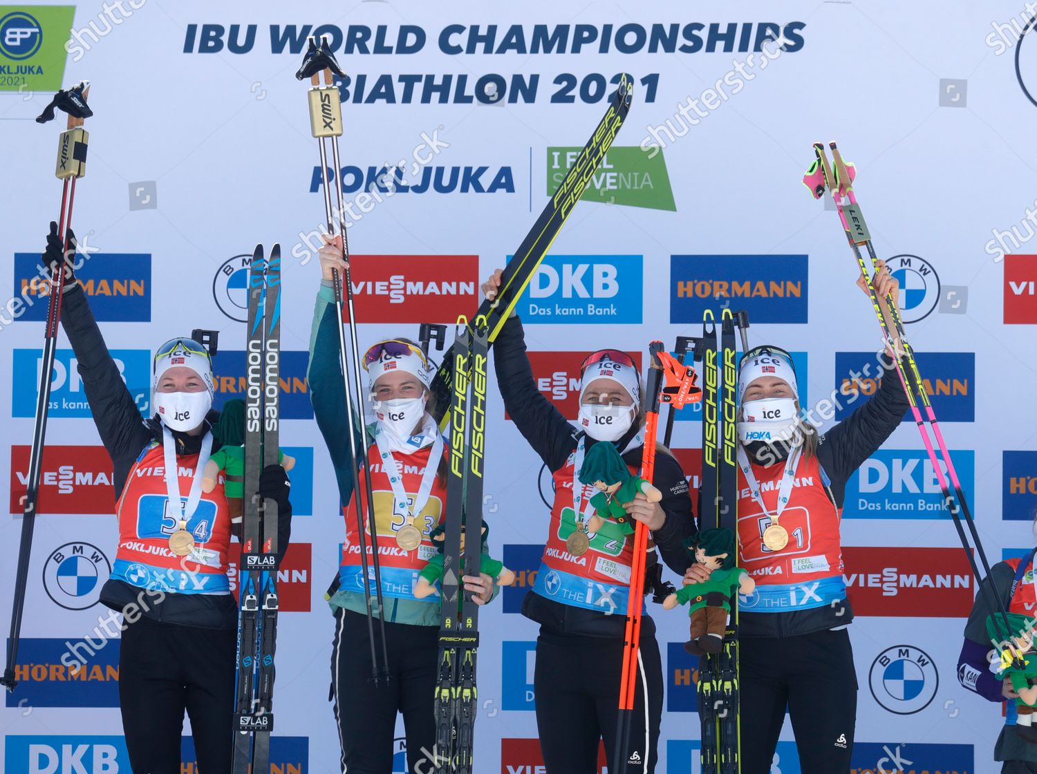 Norwegian Biathlon Team Celebrates Their Victory Editorial Stock Photo ...