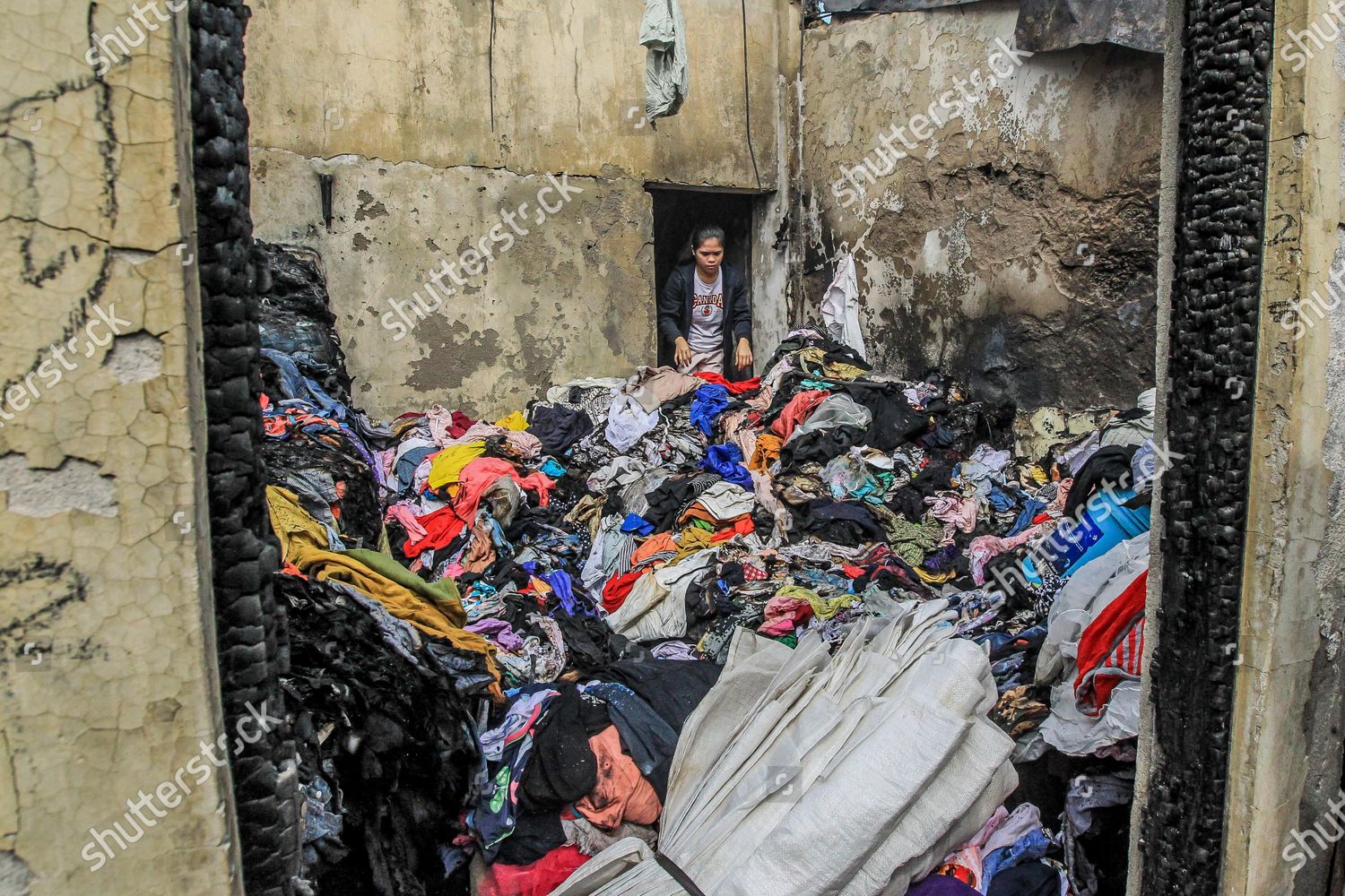 Resident Searches Intact Clothes Her Charred Editorial Stock Photo ...