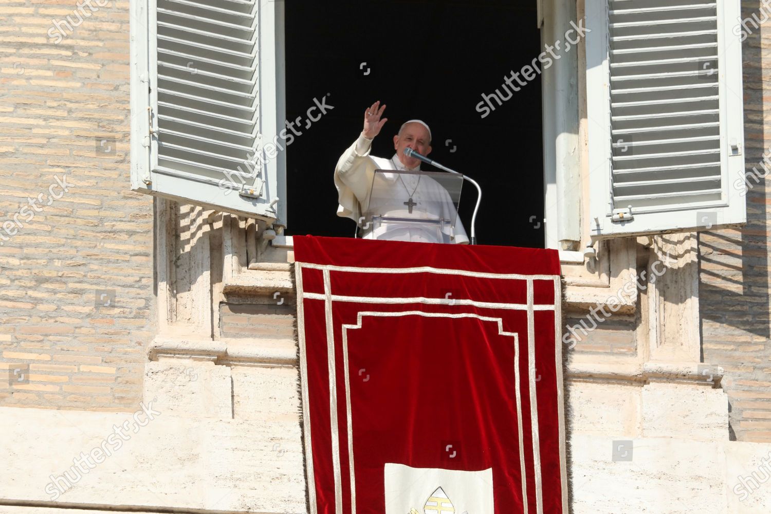 Pope Francis Window Apostolic Palace Delivers Editorial Stock Photo ...