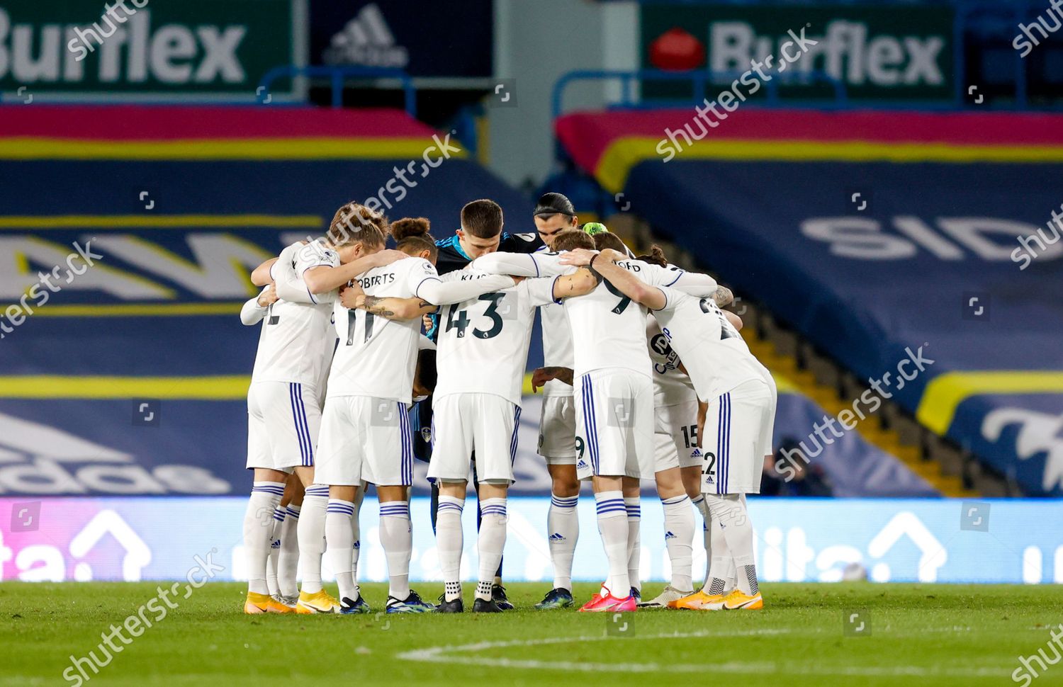Leeds United Huddle During Premier League Editorial Stock Photo - Stock ...