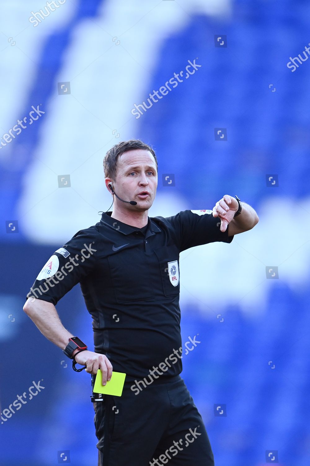 Referee David Webb Shows Yellow Card Editorial Stock Photo - Stock ...