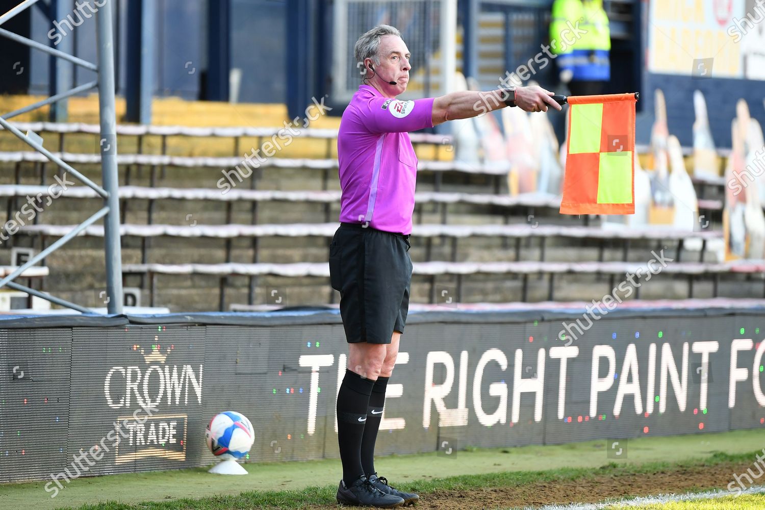 Assistant Referee Mark Pottage Signals Offside Editorial Stock Photo ...