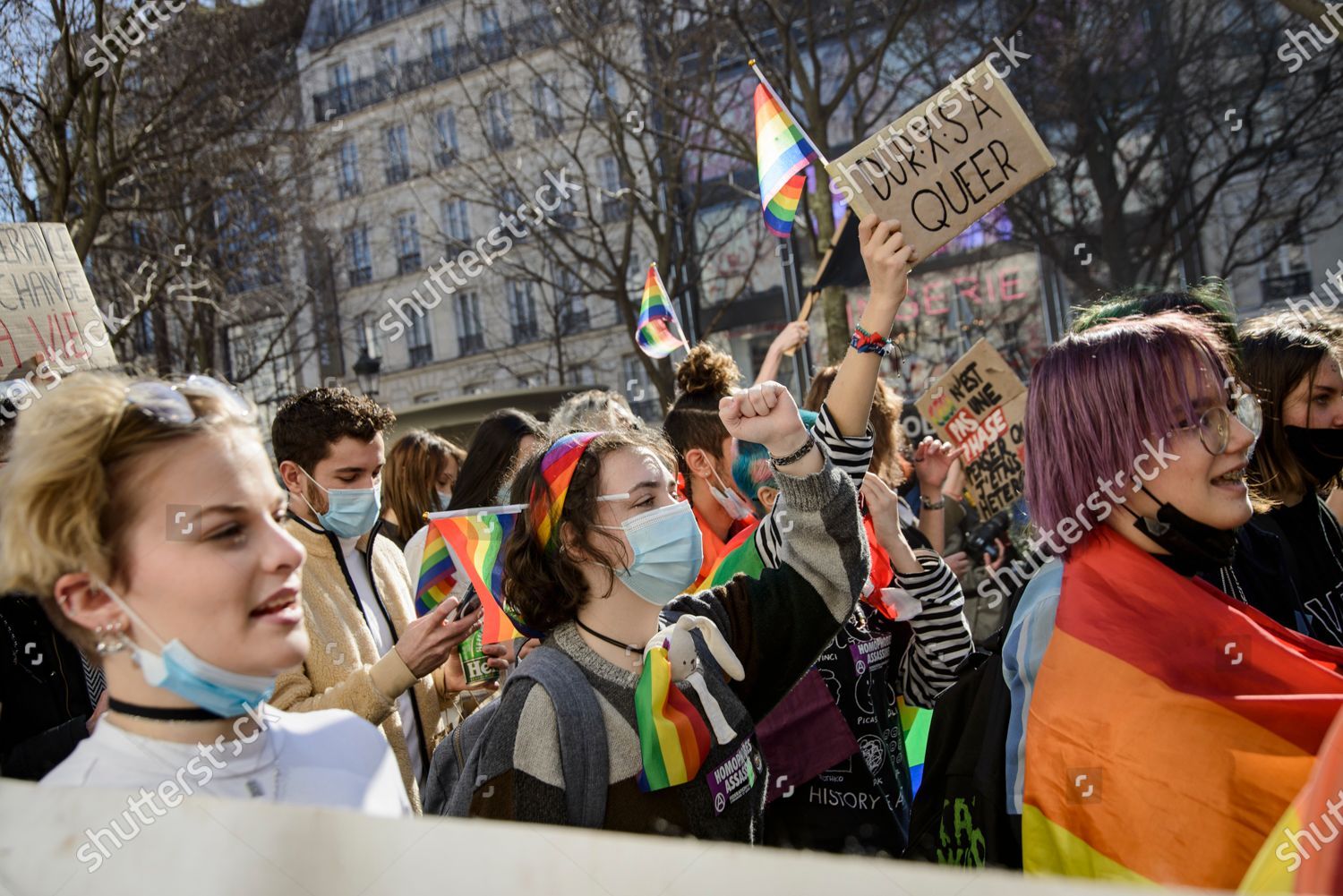 Demonstration Against Discrimination Lgbtqi People Paris Editorial ...