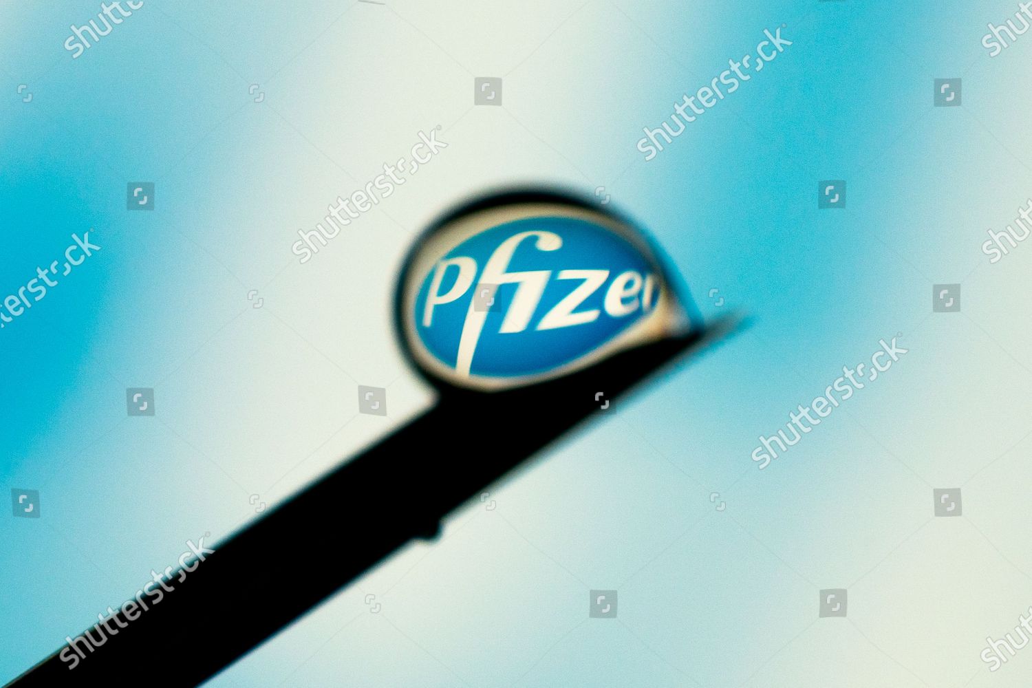 Pfizer Logo Seen Refelcted Drop On Editorial Stock Photo - Stock Image ...